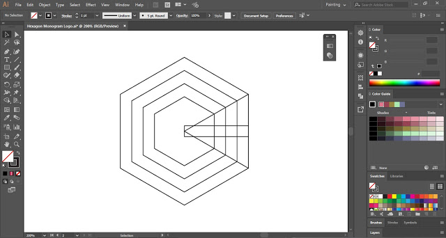 Hexagon Monogram Logo In Adobe Illustrator Adobe Tutorial